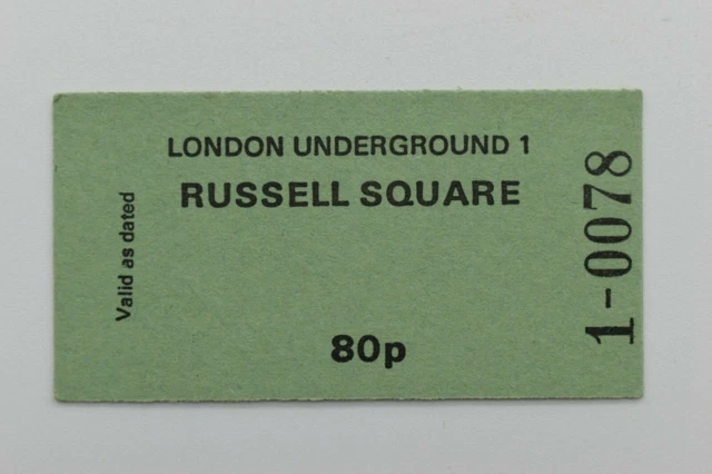 LONDON UNDERGROUND RAILWAY Ticket 0078 Russell Square £1.70 - PicClick UK