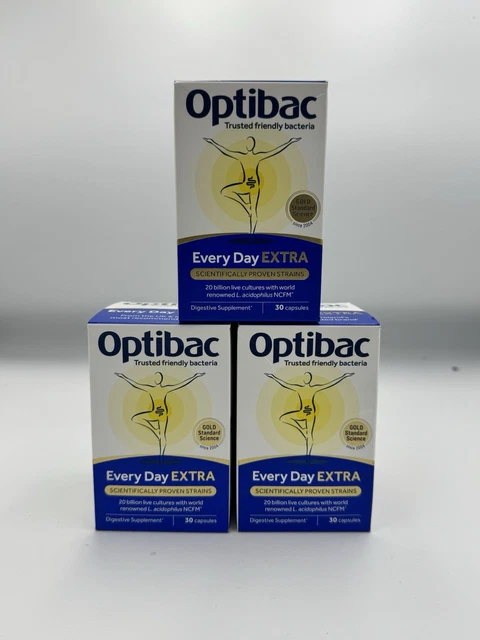 3X OPTIBAC PROBIOTICS For Every Day Extra Strength - 30 Capsules £43.95 ...