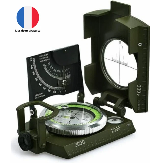BOUSSOLE MILITAIRE PROFESSIONNELLE, Boussole Imperméable IP65 en Métal ...