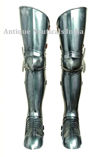 MEDIEVAL KNIGHT FULL Leg Armor Greaves 18 Gauge Halloween Costume ...