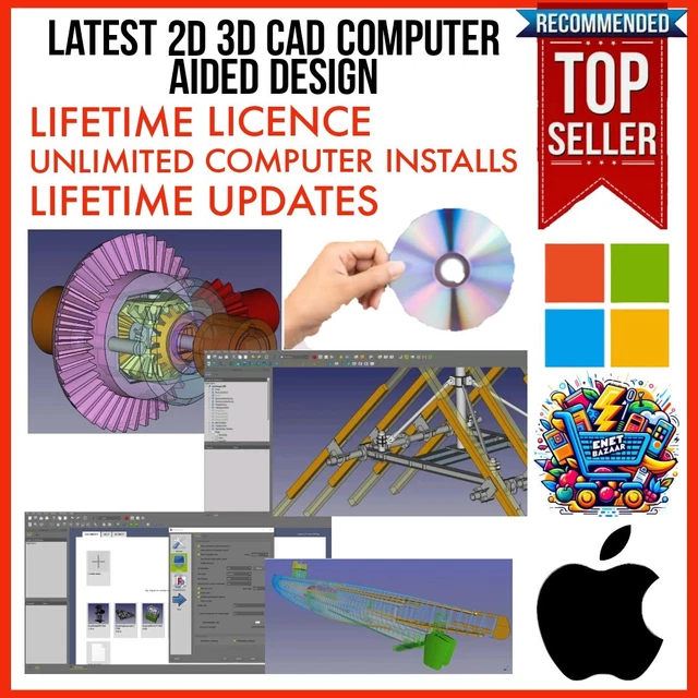 CAD DESIGN COMPUTER Aided Design Software 2D & 3D Modelling Suite PC and MAC NEW £6.99 - PicClick UK