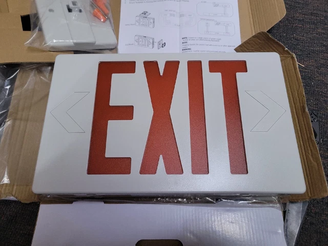 EELP EXIT SIGN Red Lettering Plastic White XE2RW-EM-SD-USA Type X1 $41. ...