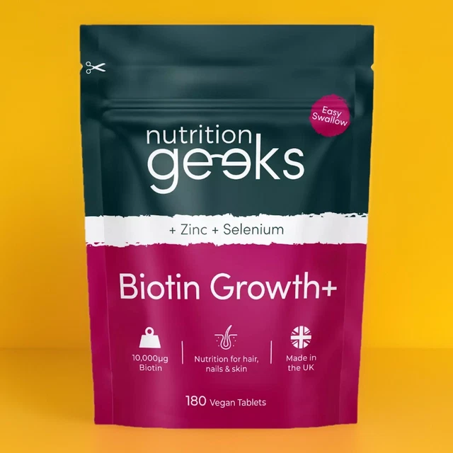 GEEKS BIOTIN 10,000MCG +Zinc & Selenium 180 Tablets - Hair Growth, Skin & Nails £6.95 - PicClick UK