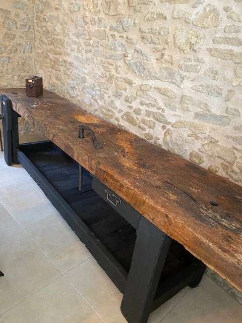 MEUBLE DE MÉTIER Bel établi ancien avec Valet / marque DAUBRON à Paris EUR 300,00 - PicClick FR