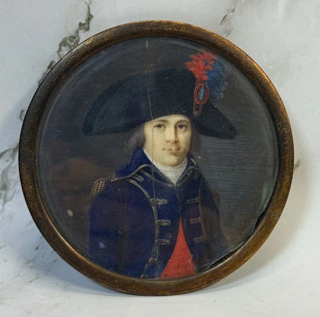 TABLEAU MINIATURE PORTRAIT officié militaire Peinture Empire Napoléon ...