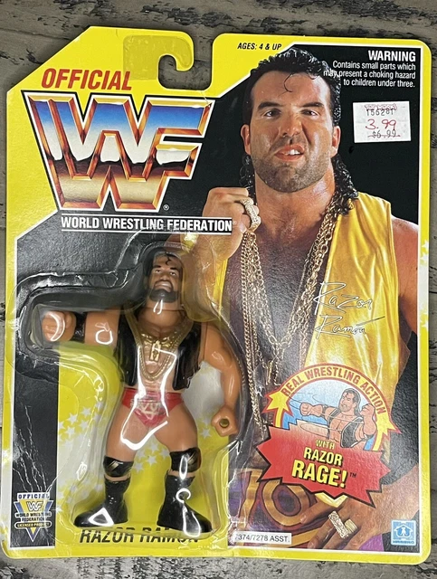 WWF RAZOR RAMON Wrestling Official Figure MOC Hasbro WWE 1993 US Yellow ...