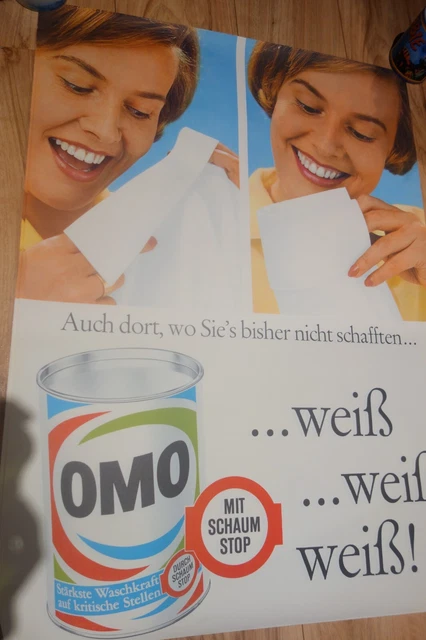 WERBEPLAKAT PLAKAT REKLAME Werbung Waschmittel OMO orig. aus 60er/70er ...