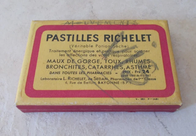 ANCIENNE BOITE CARTON Pastilles RICHELET pharmacie médicaments France ...