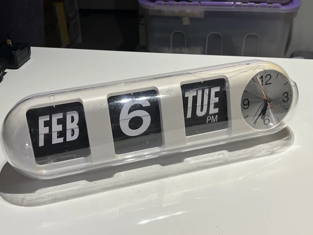 KARLSSON VINTAGE RETRO Rotary Flip Calendar Clock AD-610 damaged front ...