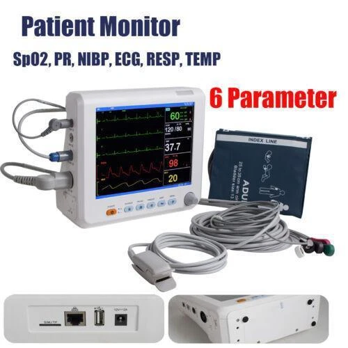 8INCH ICU VITAL Signs Patient Monitor Multi-parameter ECG NIBP RESP ...