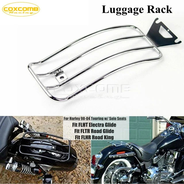 CHROME MOTORCYCLE STEEL Solo Seat Rear Luggage Rack For Harley Touring ...