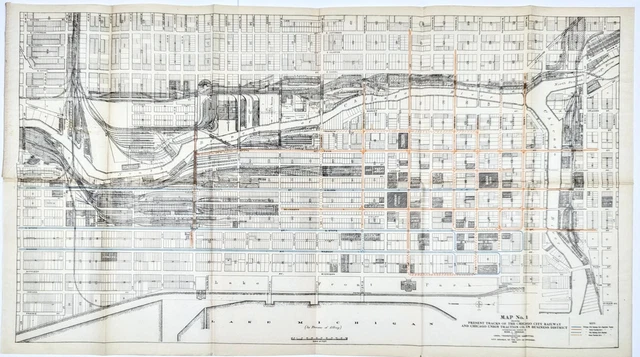 1902 CHICAGO RAILWAY Map ORIGINAL Chicago Traction Company Union ...