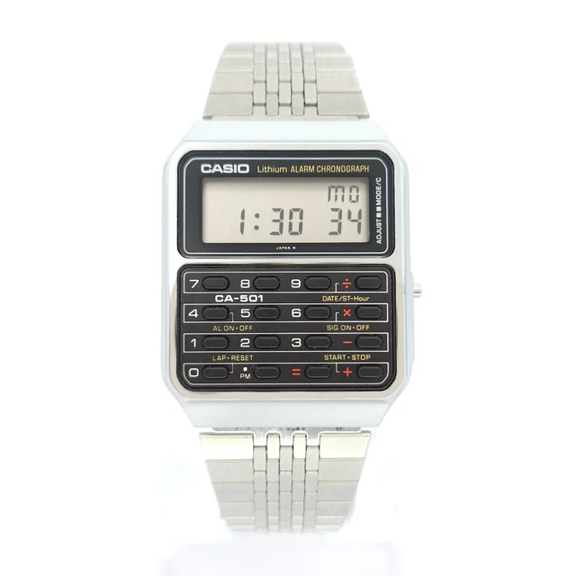NOS CASIO CA-501 LITHIUM Alarm Chronograph Calculator Vintage Digital ...