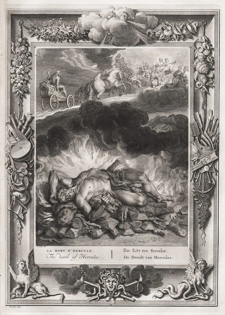 ERCOLE HERCULES DEATH Morte Mitologia Mythology Incisione Engraving ...