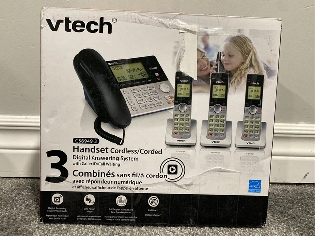 VTECH CS6949-3 EXPANDABLE Corded/Cordless Answering System with Call ...