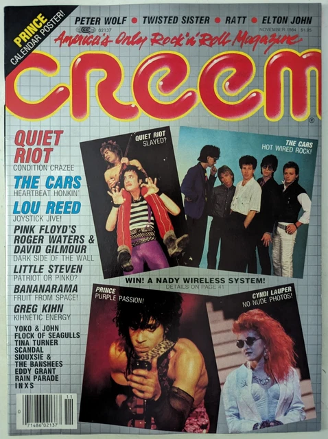 CREEM MAGAZINE NOVEMBER 1984 Quiet Riot, The Cars, Cyndi Lauper, Lou ...
