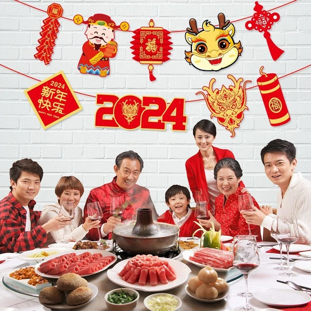 HANGING 2024 CHINESE Dragon Year Banner Paper Dragon Paper Flag Party ...