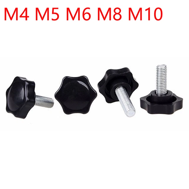 M4 M5 M6 M8 M10 Black Plastic Hexalobular Star Thumb Screws Hand Grip ...