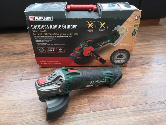 PARKSIDE PWSA 20-LI C3 20V Cordless Angle Grinder £50.00 - PicClick UK