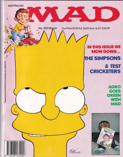 MAD MAGAZINE AUSTRALIAN No. 302 The Simpsons Cricket Agro 1991 like new ...