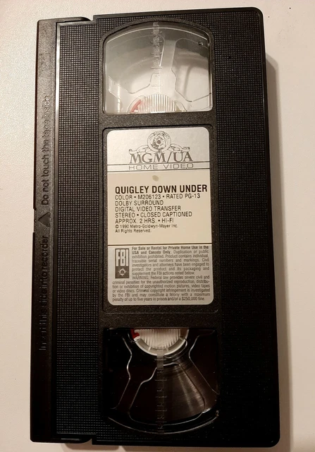 QUIGLEY DOWN UNDER (VHS, 1991) Tom Selleck, Alan Rickman, Laura San ...