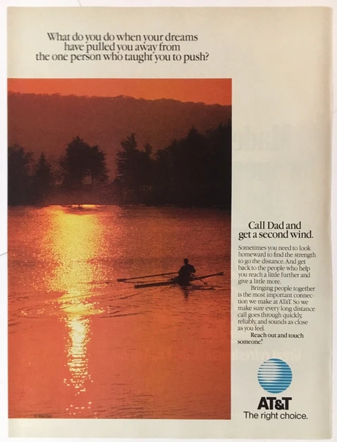 AT&T LONG DISTANCE Call Dad 1988 annonce imprimée vintage 8 x 11 pouces ...