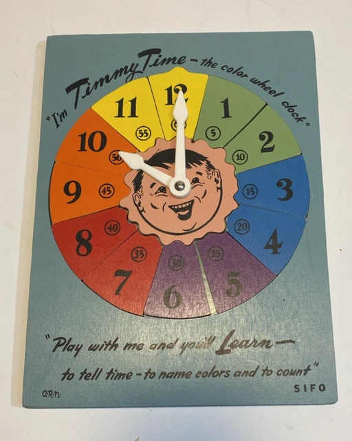 VTG TIMMY TIME Color Wheel Clock SIFO Child's Toy Learn Tell Time ...