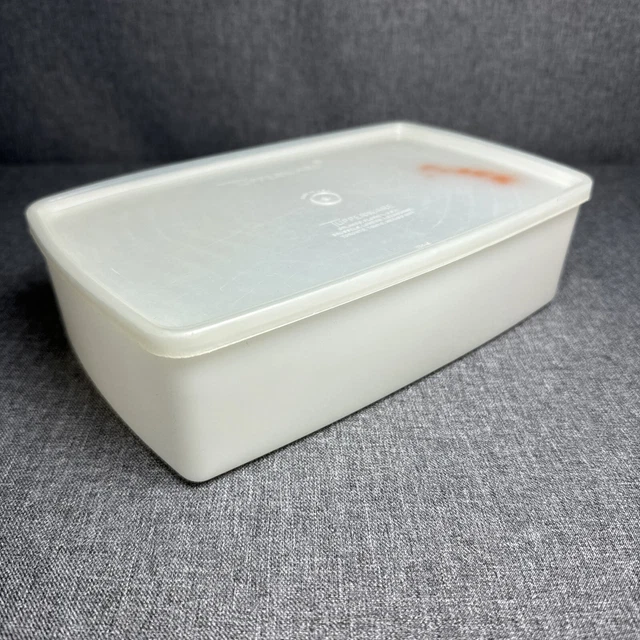 VINTAGE TUPPERWARE RECTANGLE Container 713 Lid 714 Sheer White 9 x 5.5 ...