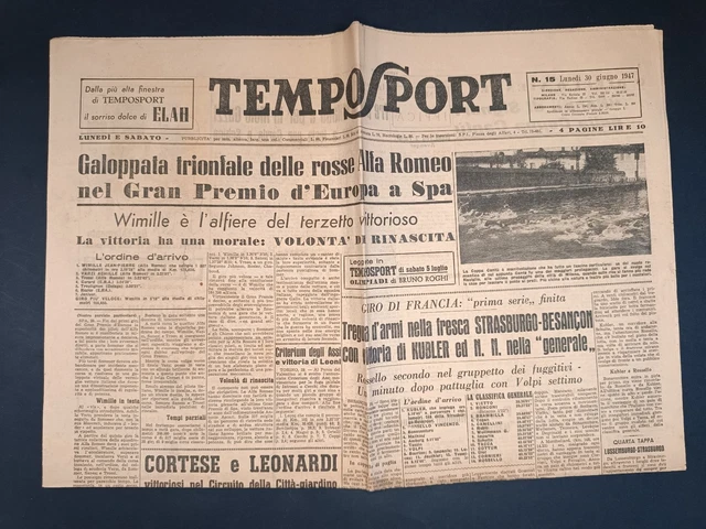 RIVISTA TEMPOSPORT N 15 (1947) Meazza, Torino quota 100 EUR 40,00 ...