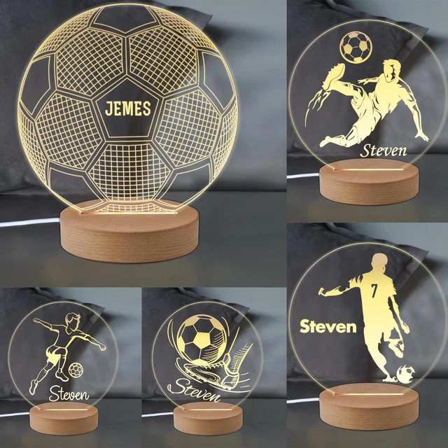 PERSONALISED FOOTBALL NIGHT Light 3D LED Desk Table Lamp Gift for Boys ...