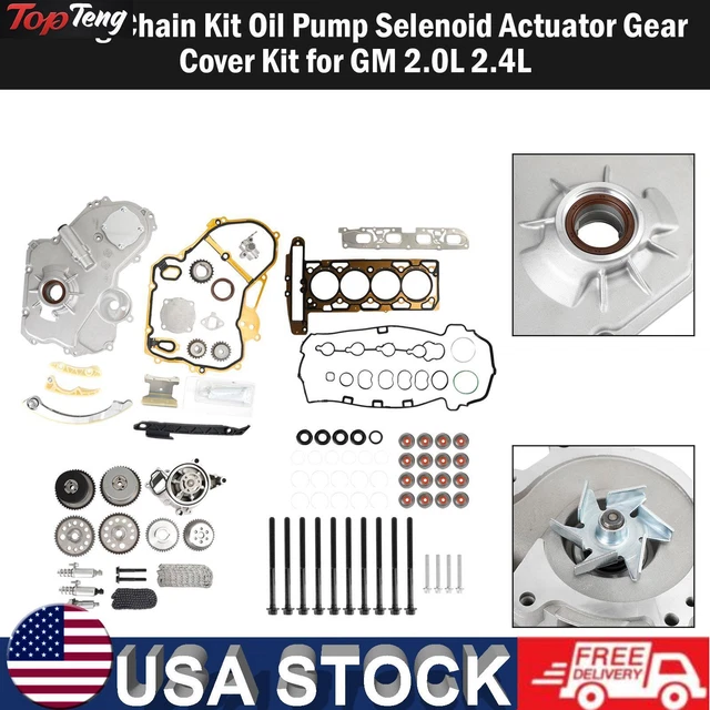 TIMING CHAIN KIT Oil Pump Selenoid Actuator Gear Cover Kit Fit for GM 2 ...