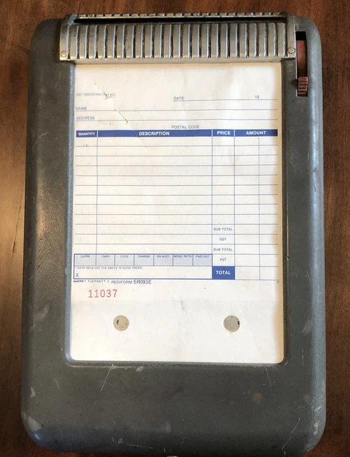 1950S MOORE RECEIPT Invoice Machine Dispenser Gas Station Full Of Blank ...