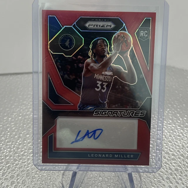 2023-24 PRIZM LEONARD Miller Auto Red 43/99 Timberwolves Rookie Auto!🔥🔥 ...