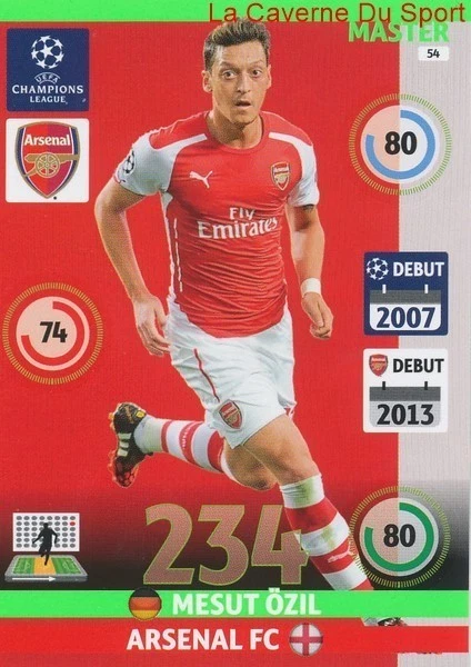 054 MESUT OZIL Arsenal.fc Master Card Champions League Adrenalyn 2015 ...