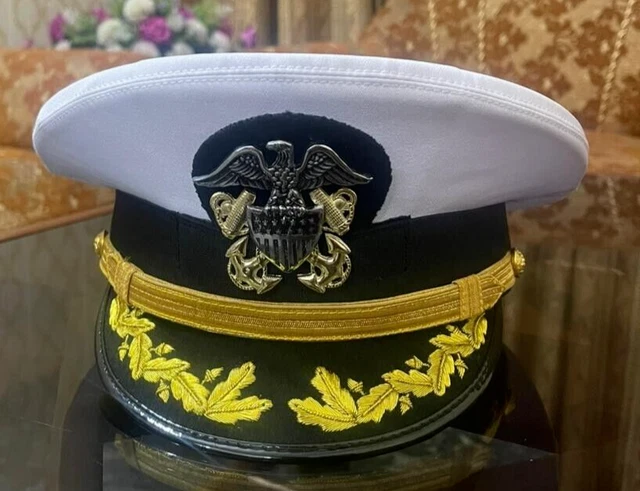 US NAVY OFFICER Rank Cap US Navy Commander Captain Visor Cap All Sizes ...