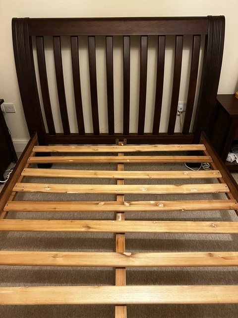 SLEIGH BED FRAME, Double, Solid Wood, Walnut £75.00 - PicClick UK