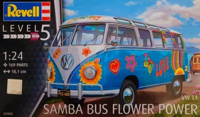 REVELL BAUSATZ 1:24 07050 VW T1 Samba Bulli Flower Power Modellbausatz ...