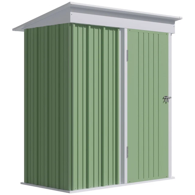STEEL GARDEN SHED, Small Lean-to Shed for Bike Tool, 5x3 ft, Green, 161cm x 95cm £227.60 ...