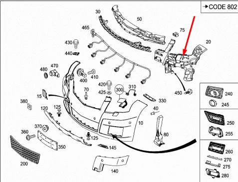 MERCEDES-BENZ GLK-CLASS X204 Front Bumper Left Bracket A2048855965 New ...