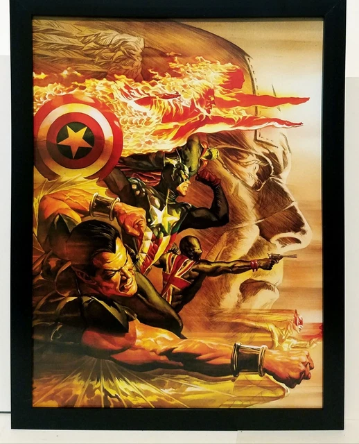 CAPTAIN AMERICA INVADERS WWII by Alex Ross 9x12 FRAMED Marvel Comics ...