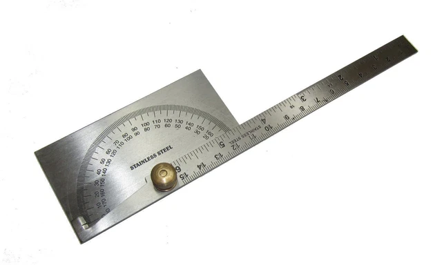 RECTANGULAR PROTRACTOR DEPTH Gauge 180 Degree Graduated Protractor Rule ...
