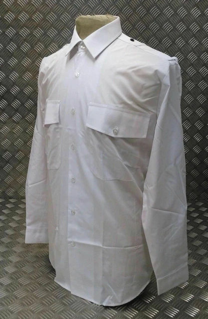 GENUINE BRITISH MADE White Uniform Dress Shirt Officer's L/s 14.5 ...