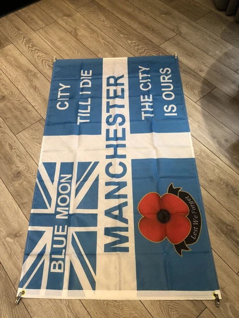 MANCHESTER CITY FLAG (3x5ft) Man City Flag MCFC The Treble MCFC Flag £ ...