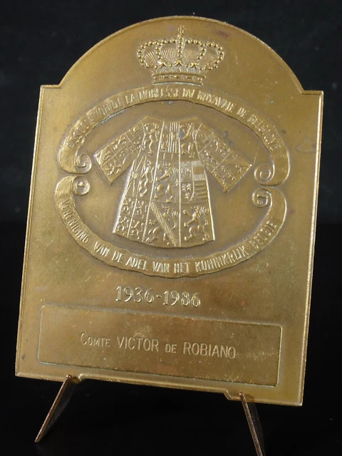 MÉDAILLE BELGIQUE AU comte Victor de Robiano association de noblesse du ...