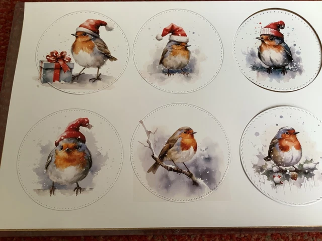 CHRISTMAS ROBIN TOPPER Toppers x 6 - Card Making - Set ONE £1.50 ...