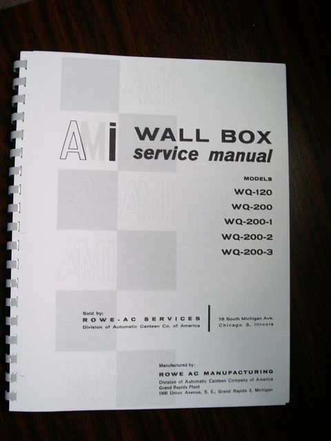 AMI SERVICE & Parts Manual Wall Box WQ Models 120-200 $29.43 - PicClick