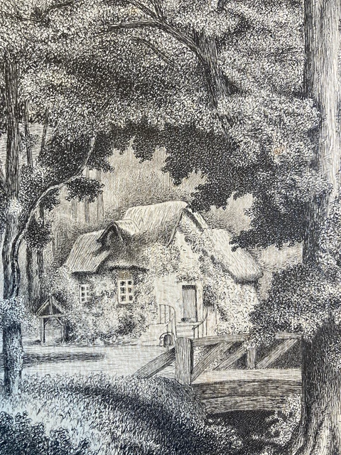 VERY NICE DRAWING Ink 1918 Nourrigat Emile Hamlet of The Queen ...