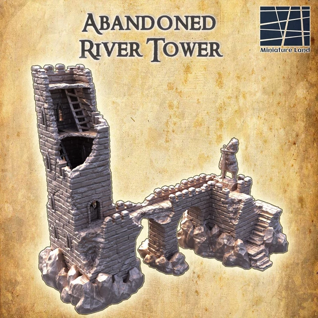 ABANDONED RIVER TOWER, 28mm Scale, RPG / Wargame Scenery, Terrain, 3D ...