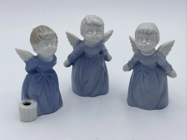 VINTAGE LEFTON KISSING Angels Figurine Japan Blue White Porcelain- 3 £6 ...