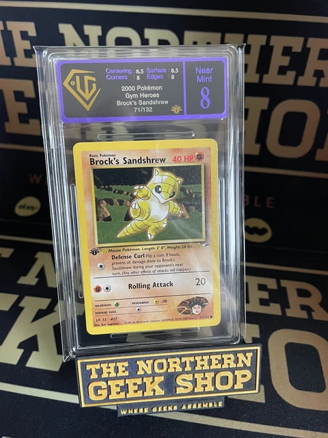 POKEMON CARD BROCK'S Sandshrew 1st Edition Gym Heroes 71/132 Graded 8 ...